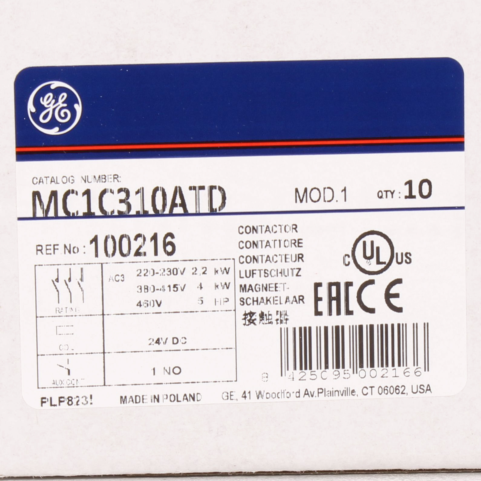 MC1C310ATD | Contactor | UL Listed IEC Contactors | Contactors ...